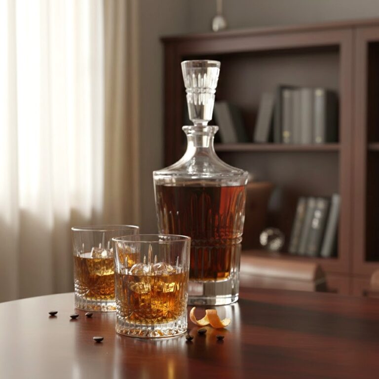 Set 6 Pahare Whisky cu Sticla Cristal Bohemia Vincent - CristalBohemia.ro